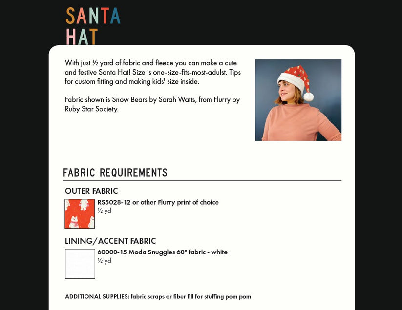 Santa Hat Pattern - Free Pattern PDF Download – Pear Tree Market